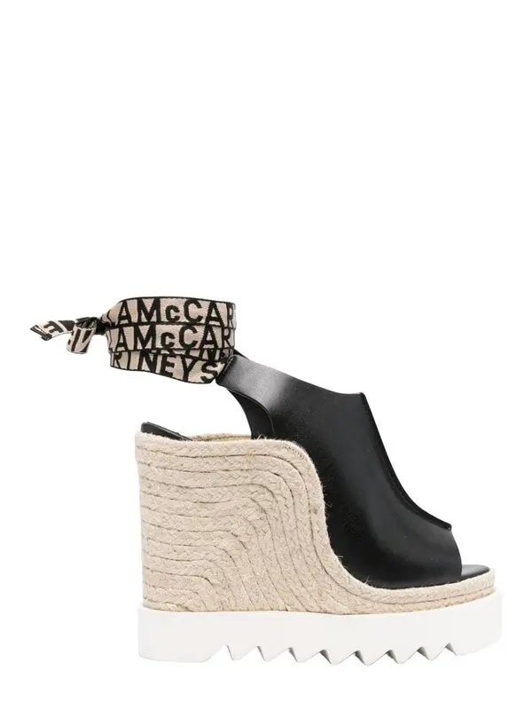 Stella McCartney Gaia 130mm Wedge Espadrilles - Black