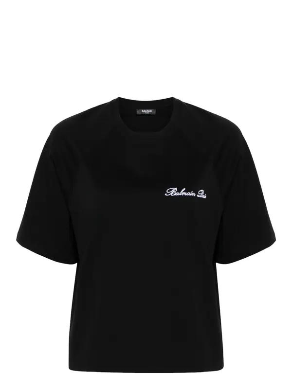 Balmain Logo-embroidered T-shirt - Black