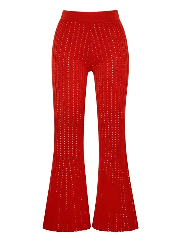 Adam Lippes Pointelle-knit Cropped Trousers - Red
