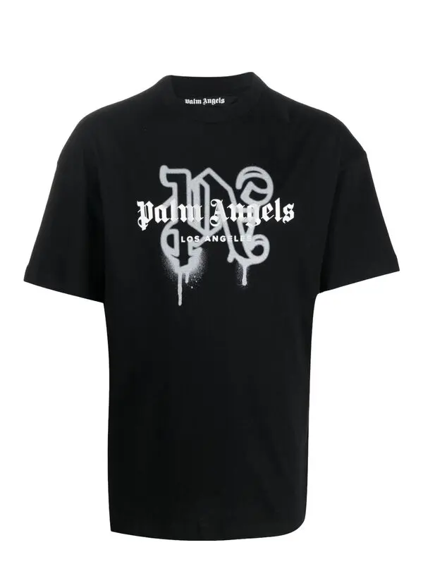 Palm Angels Los Angeles Monogram-print T-shirt - Black