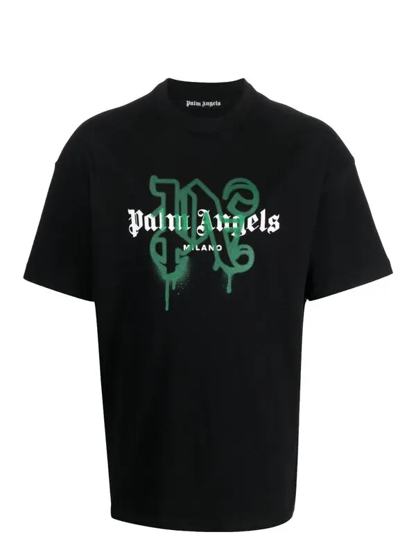 Palm Angels Milano Monogram-print T-shirt - Black