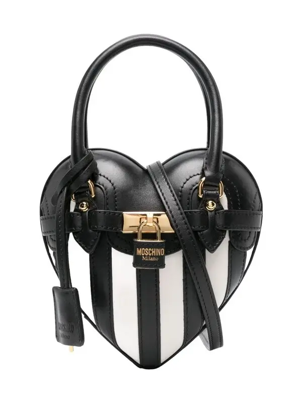 Moschino Padlock Detail Leather Tote - Black