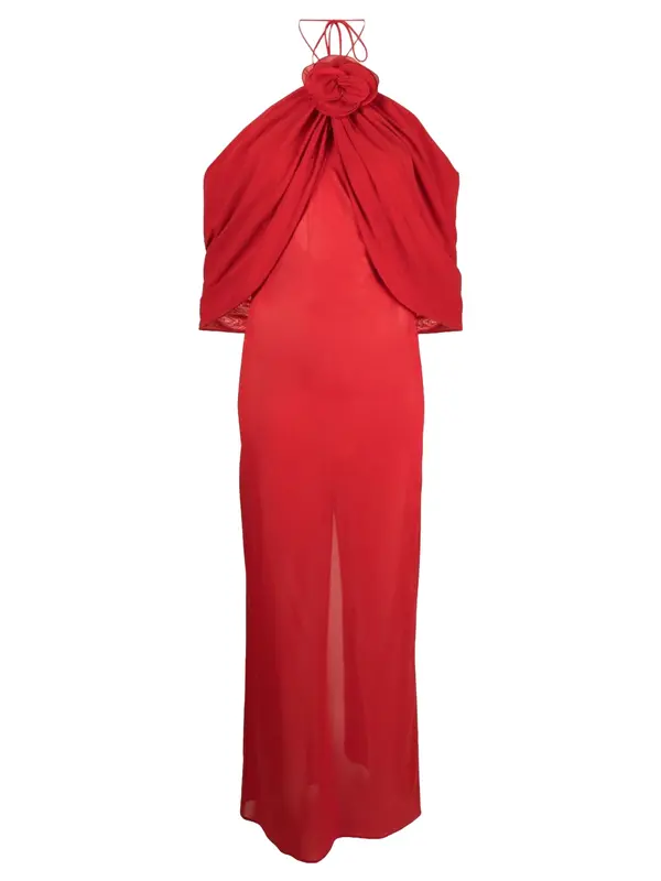 Magda Butrym Flower-appliqué Silk-blend Dress - Red