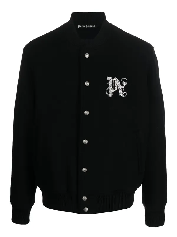 Palm Angels Monogram-embroidered Bomber Jacket - Black
