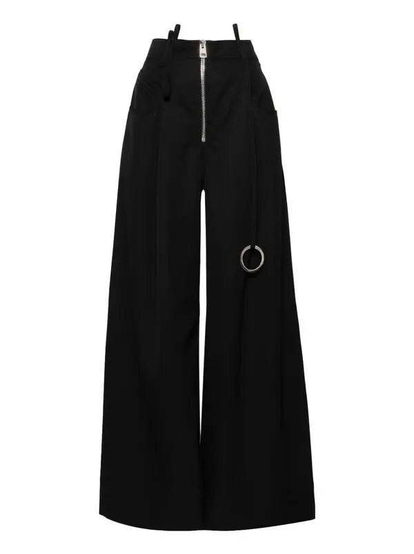 Attico Wide-leg Wool Trousers - Black