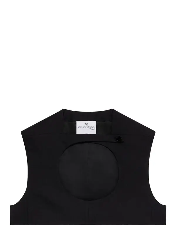 COURREGES Virgin Wool Cropped Top - Black