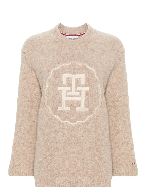 Tommy Hilfiger Logo-embroidered Jumper - Neutrals