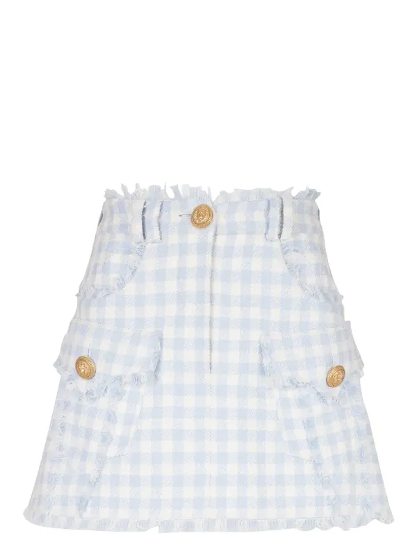 Balmain Gingham A-line Miniskirt - Blue