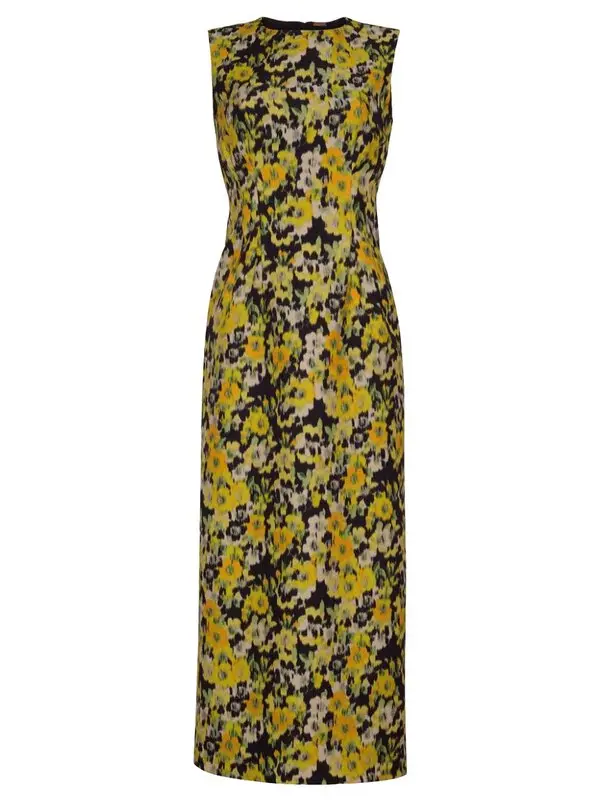Adam Lippes Ophelia Floral-print Pencil Dress - Green