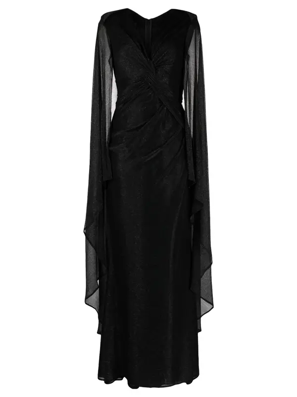 Talbot Runhof Metallic V-neck Gown - Black