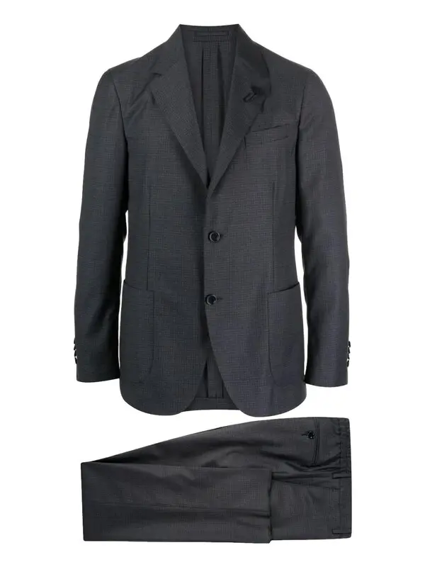 LARDINI Checked Peak-lapels Single-breasted Suit - Grey
