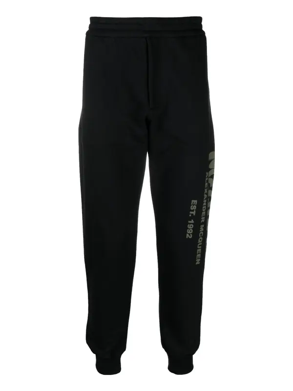 Alexander McQueen Graffiti Cotton Track Pants - Black