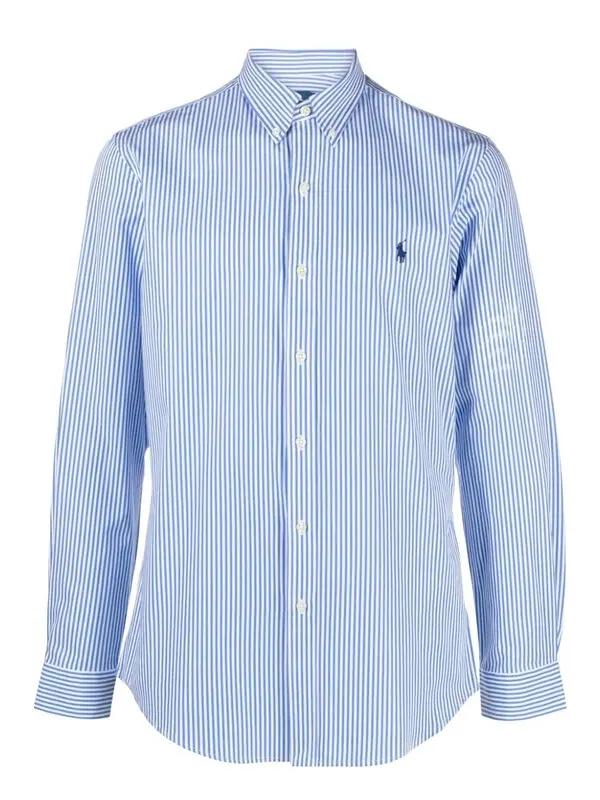 Polo Ralph Lauren Embroidered-logo Striped Shirt - Blue