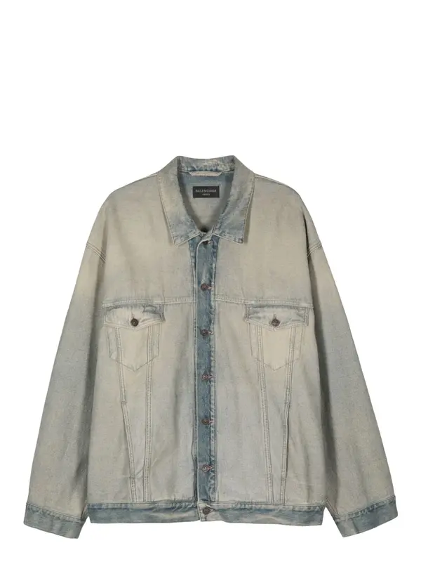 Balenciaga Washed Denim Jacket - Blue