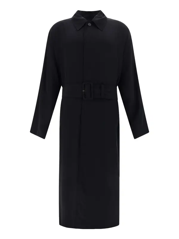 Balenciaga Belted Maxi Trench Coat - Black