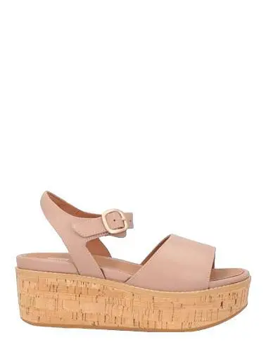 Fitflop Leather Wedge Sandals - Beige