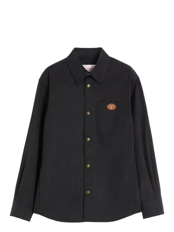 Valentino Garavani Nylon Shirt Jacket With Patch - Navy