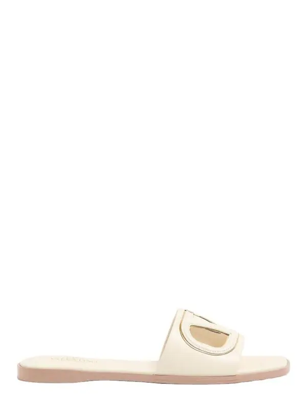 Valentino Garavani Vlogo Cut-out Calfskin Slide Sandal - Ivory/antique Brass