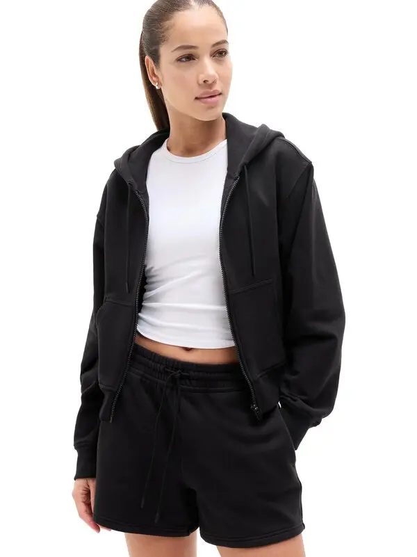 Athleta Forever Fleece Full Zip Sweatshirt - Black