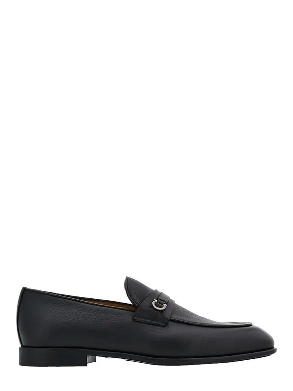 FERRAGAMO Desio Leather Loafers - Black