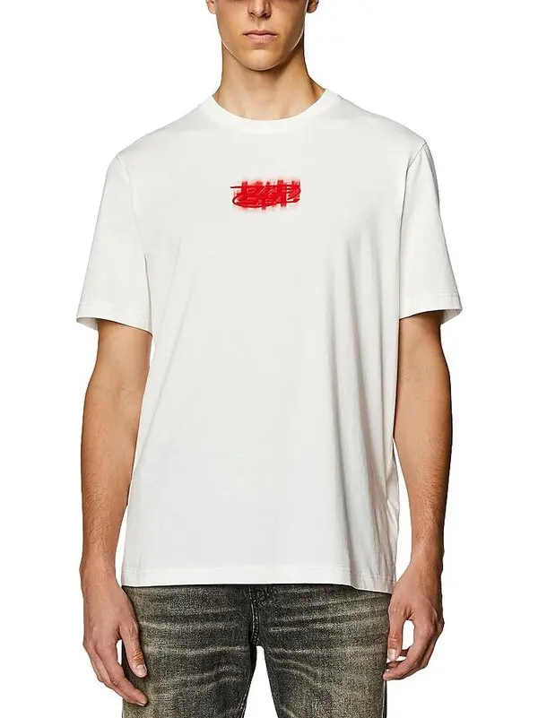 DIESEL® T-just-n4 Flocked Logo Graphic Tee - Off White