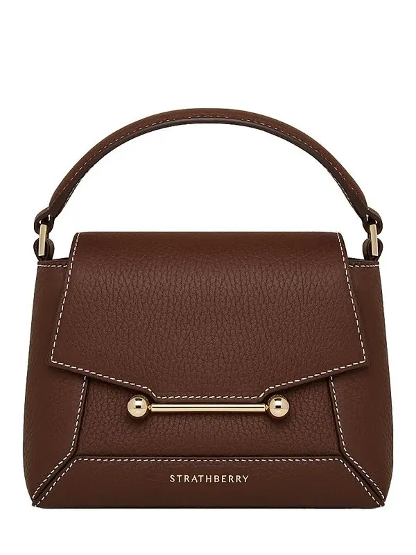 Strathberry Mosaic Nano Leather Top Handle Bag - Chocolate
