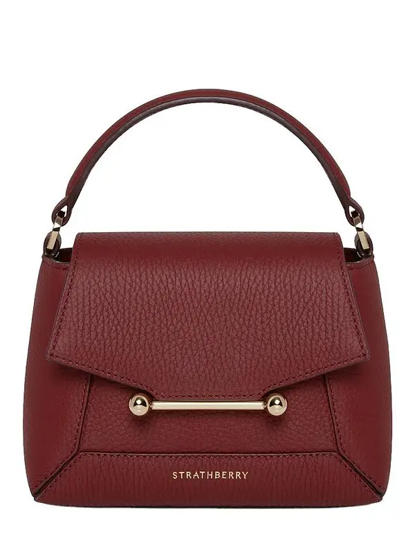 Strathberry Mosaic Nano Leather Top Handle Bag - Oxblood