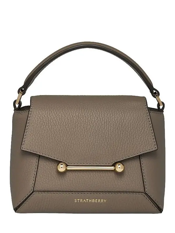 Strathberry Mosaic Nano Leather Top Handle Bag - Taupe