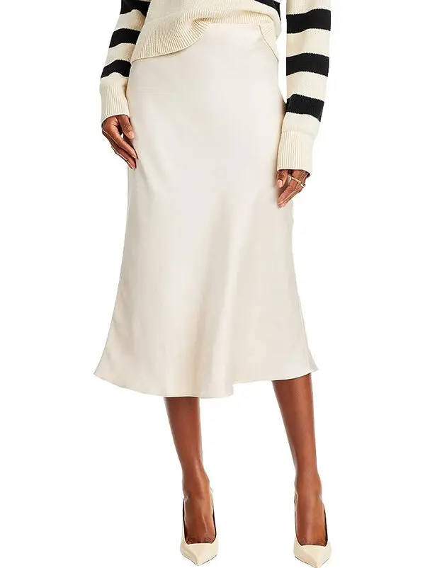 Aqua Satin Midi Slip Skirt - Champagne