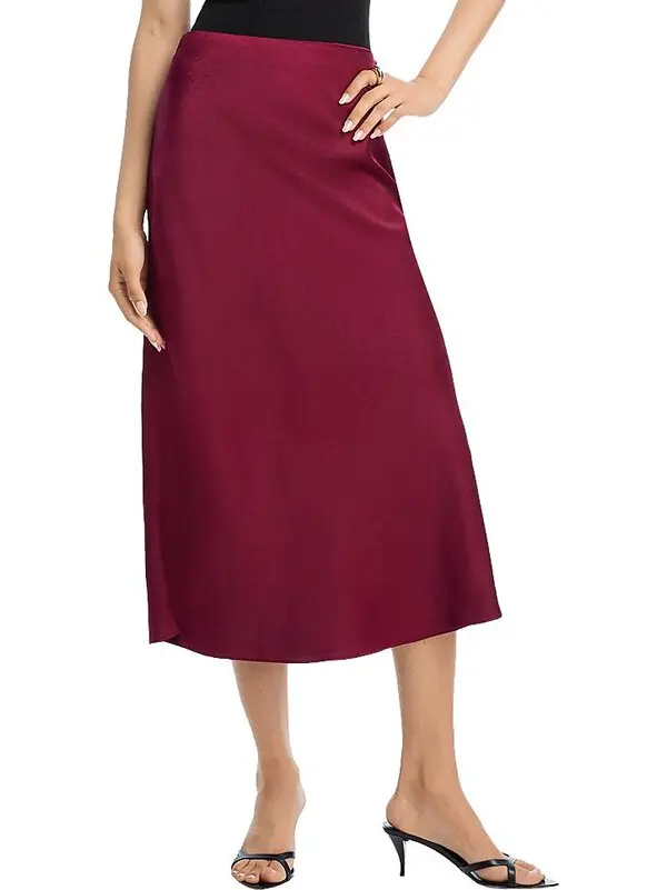 Aqua Midi Slip Skirt - Dark Cherry