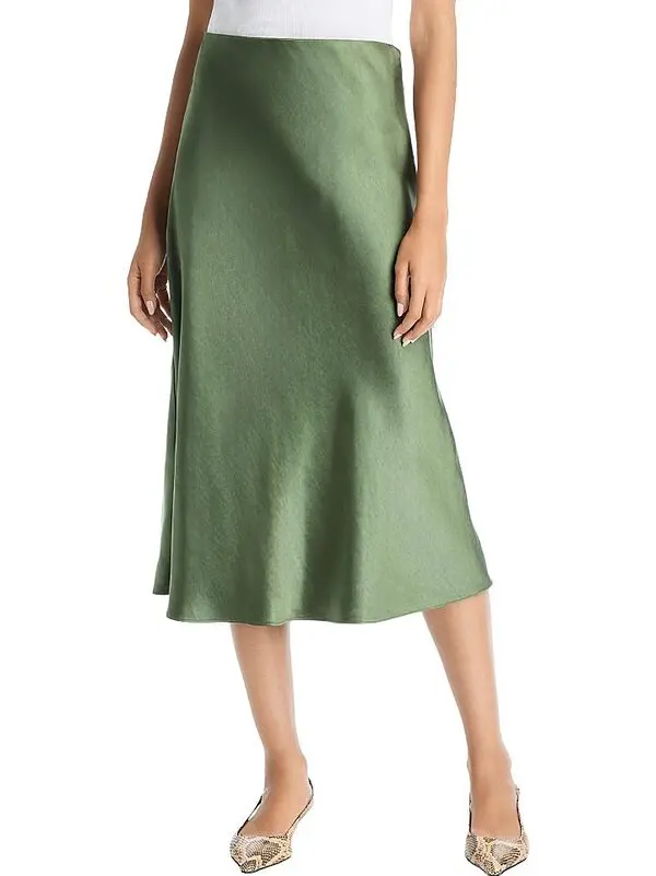 Aqua Midi Slip Skirt - Wild Green