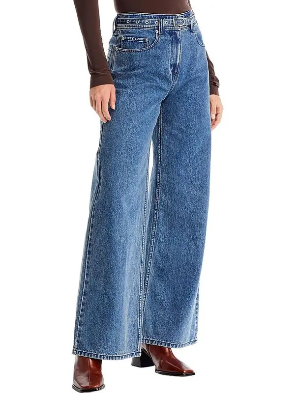 3.1 Phillip Lim High-rise Wide-leg Belted Jeans - Blue