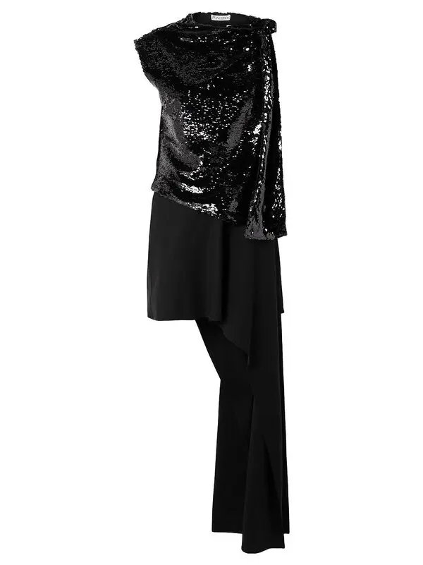 JW Anderson Asymmetric Sequin-embellished Maxi Dress - Black