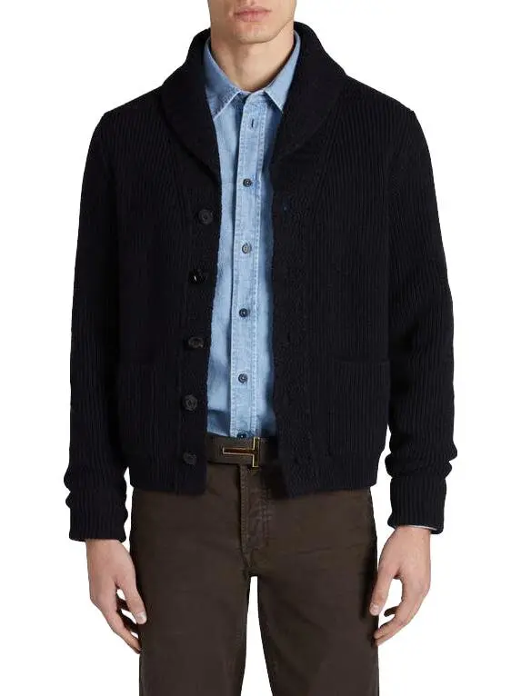 TOM FORD Shawl Collar Cashmere Cardigan - Hb906 Midnight Navy