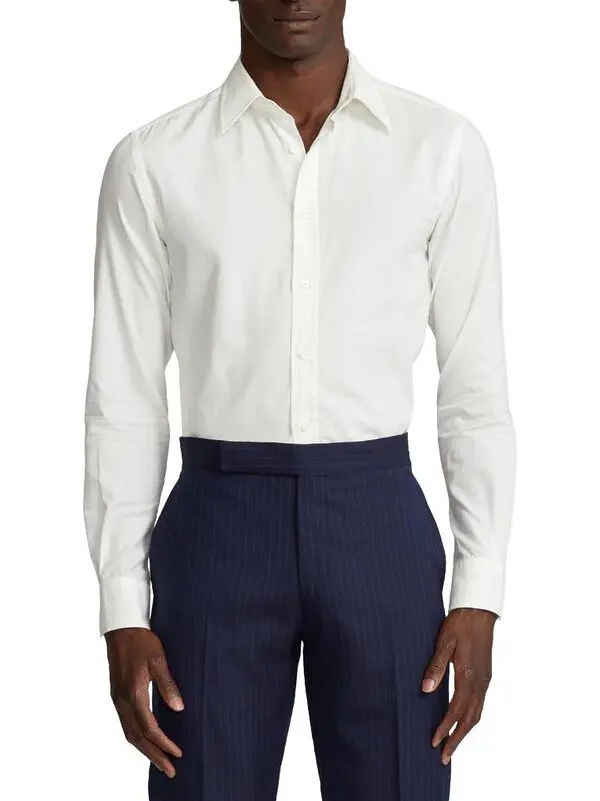 Ralph Lauren Purple Label Aston Cotton Poplin Button-up Shirt - White