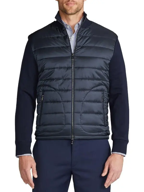 Ralph Lauren Purple Label Quilted Nylon & Wool Knit Jacket - Classic Chairman Navy
