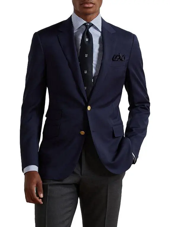 Ralph Lauren Purple Label Gregory Hand Tailored Wool Serge Blazer - Classic Navy