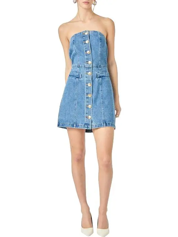 English Factory Denim Mini Tube Dress - Dark Denim