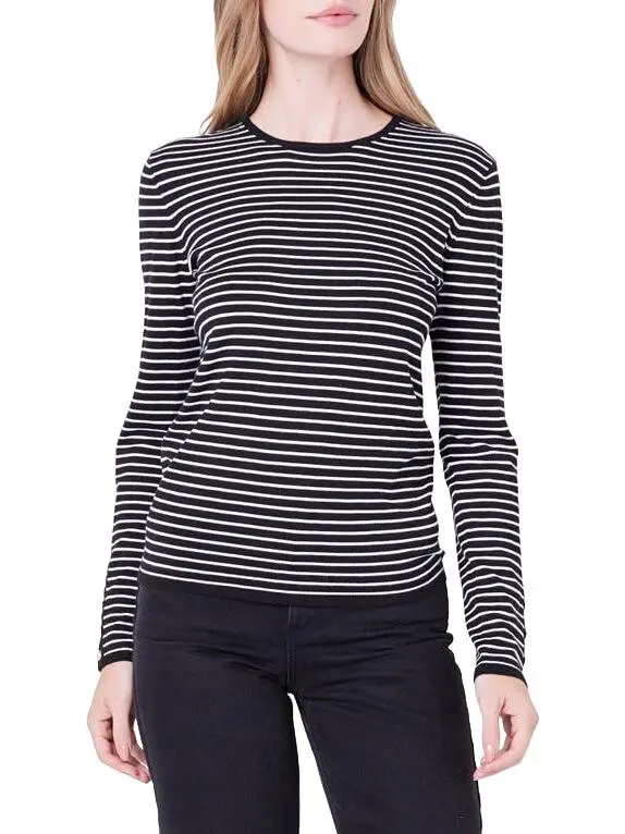 English Factory Striped Crewneck Sweater - Black/white