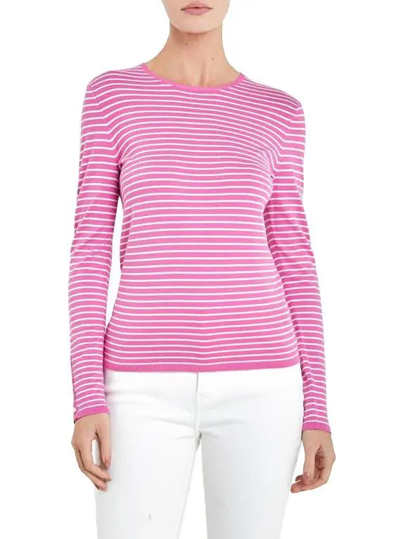 English Factory Striped Crewneck Sweater - Pink/white