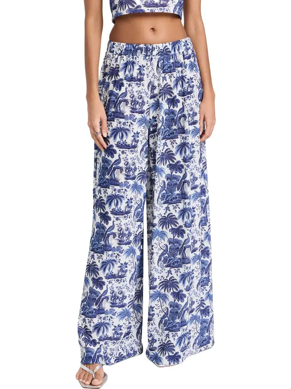 Staud Marza Printed Pants - Blue Toile