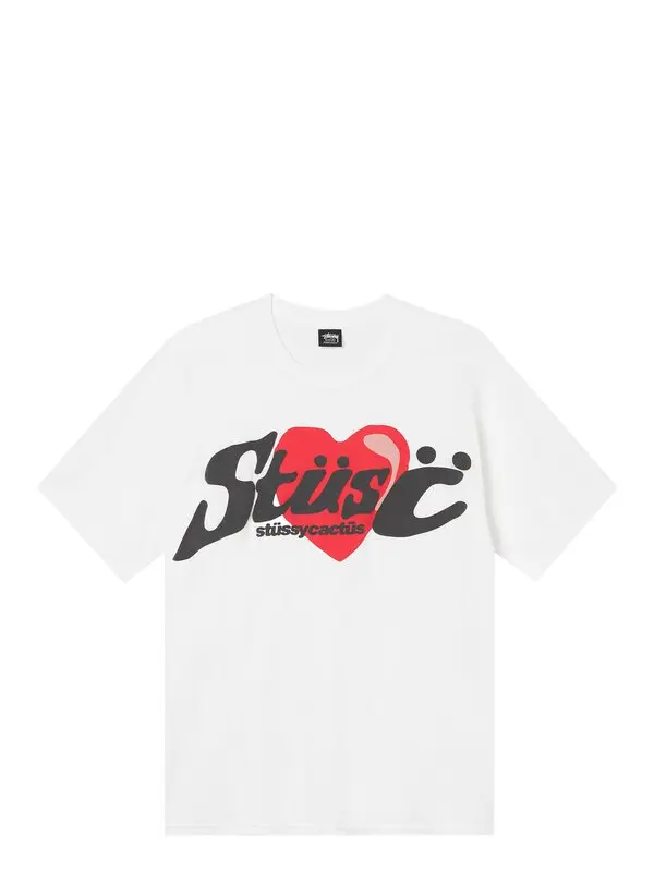 StÜssy X Cactus Plant Flea Market Heart Tee - White