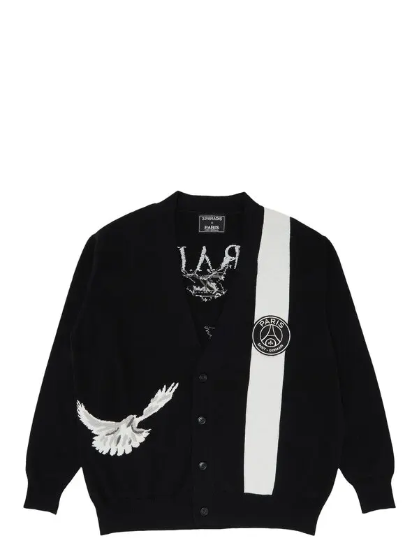 PARIS SAINT-GERMAIN X 3.paradis Tour Eiffel Cardigan - Black