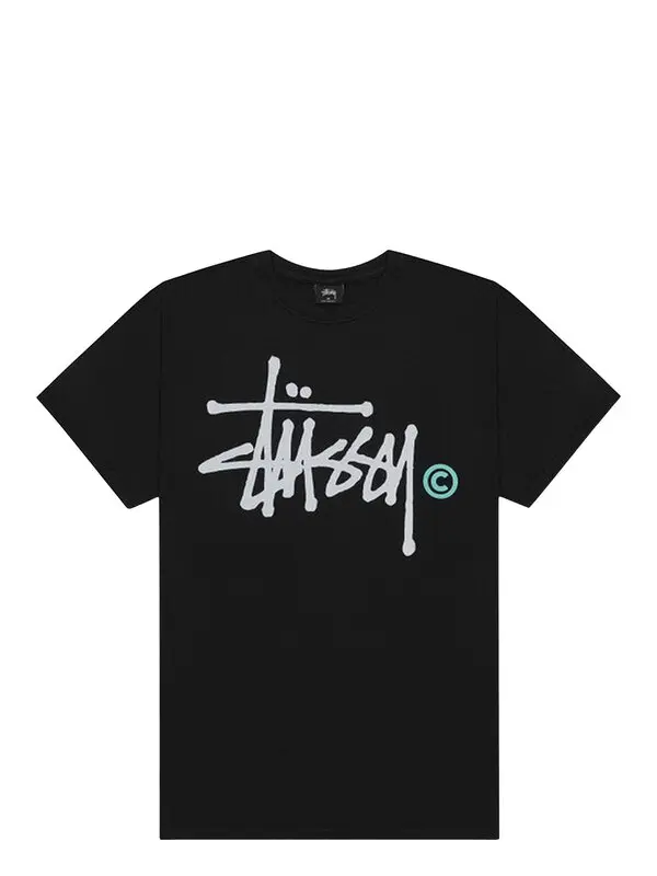 StÜssy Basic Logo Pigment Dyed Tee - Black