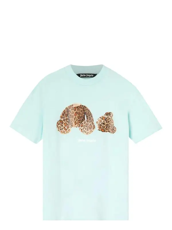 Palm Angels Pa Leopard Bear Classic Tee 'sea Foam/brown - Green