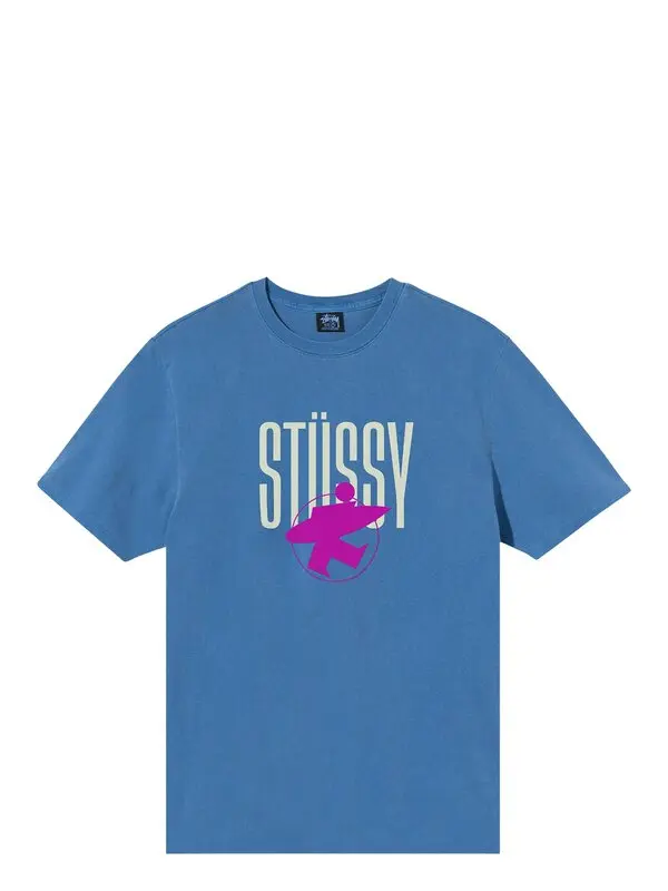 StÜssy Surfman Pigment Dye Tee - Blue