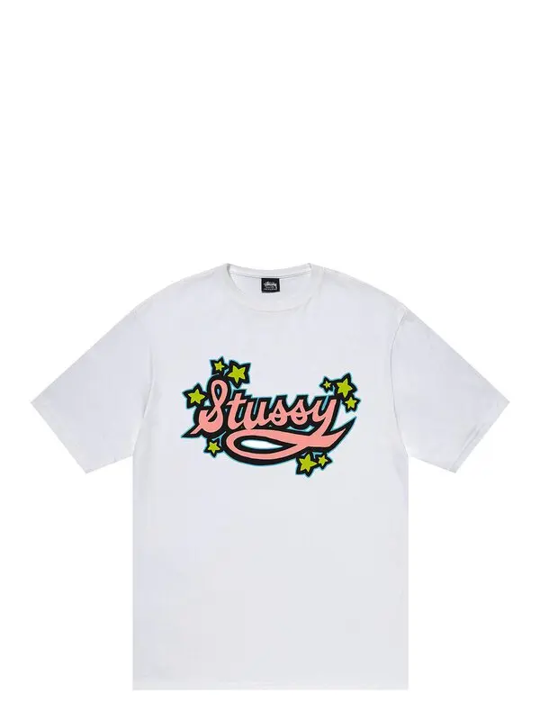 StÜssy Star Script Tee - White