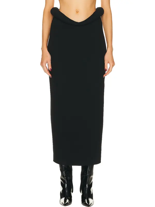 Bottega Veneta Viscose Compact Frise Skirt - Black