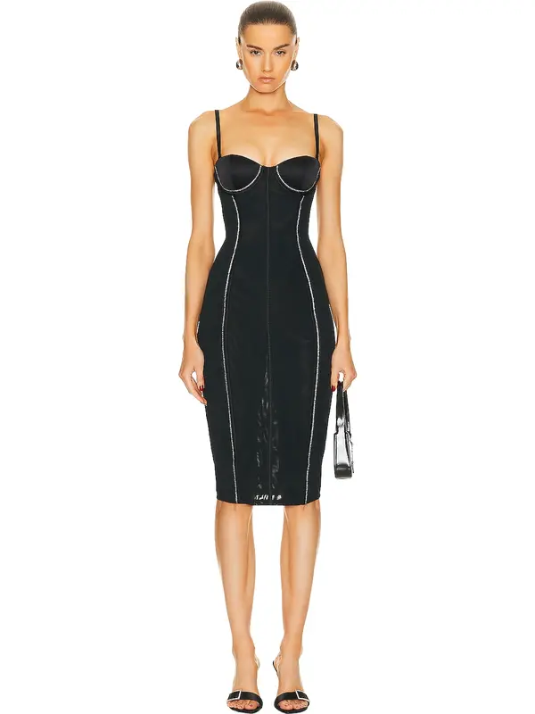 Fleur Du Mal Brilliant Mesh Bustier Dress - Black
