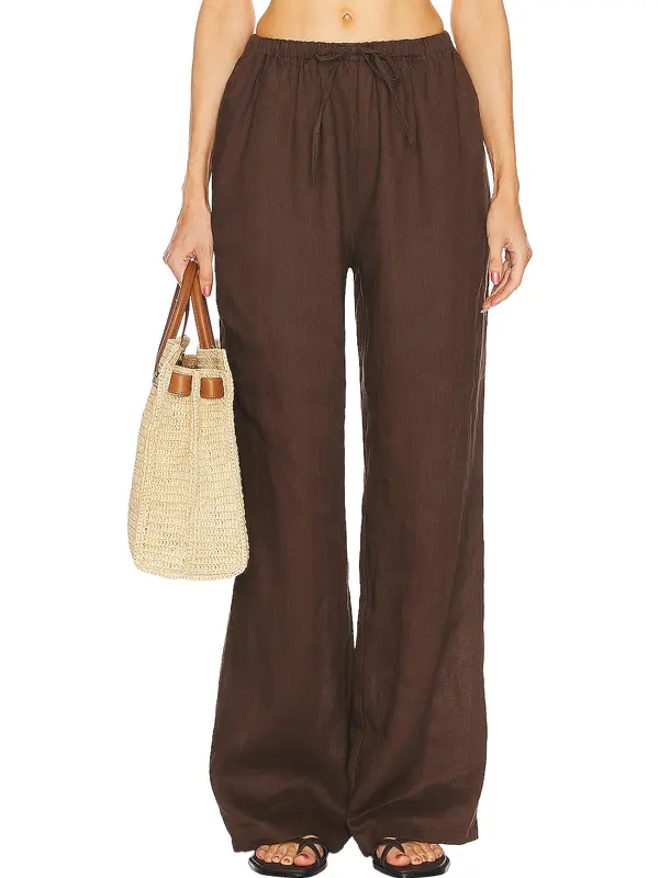AEXAE Linen Drawstring Trouser - Brown